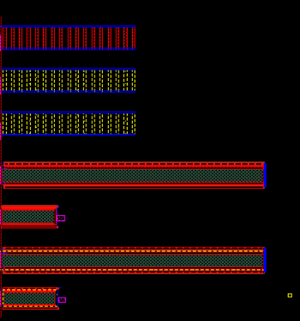 Figure 5: Photodiode models, roughly 10um x 100um for the longer diodes ...