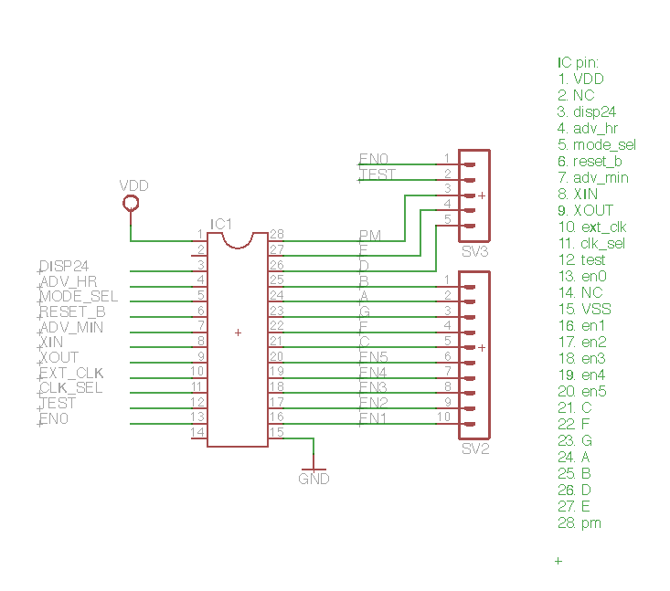 Fig. 3: PCB schematic for the IC pin connection