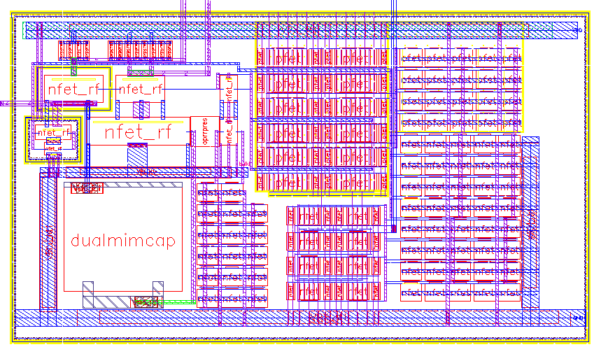 Figure 2 The layout of the LNA