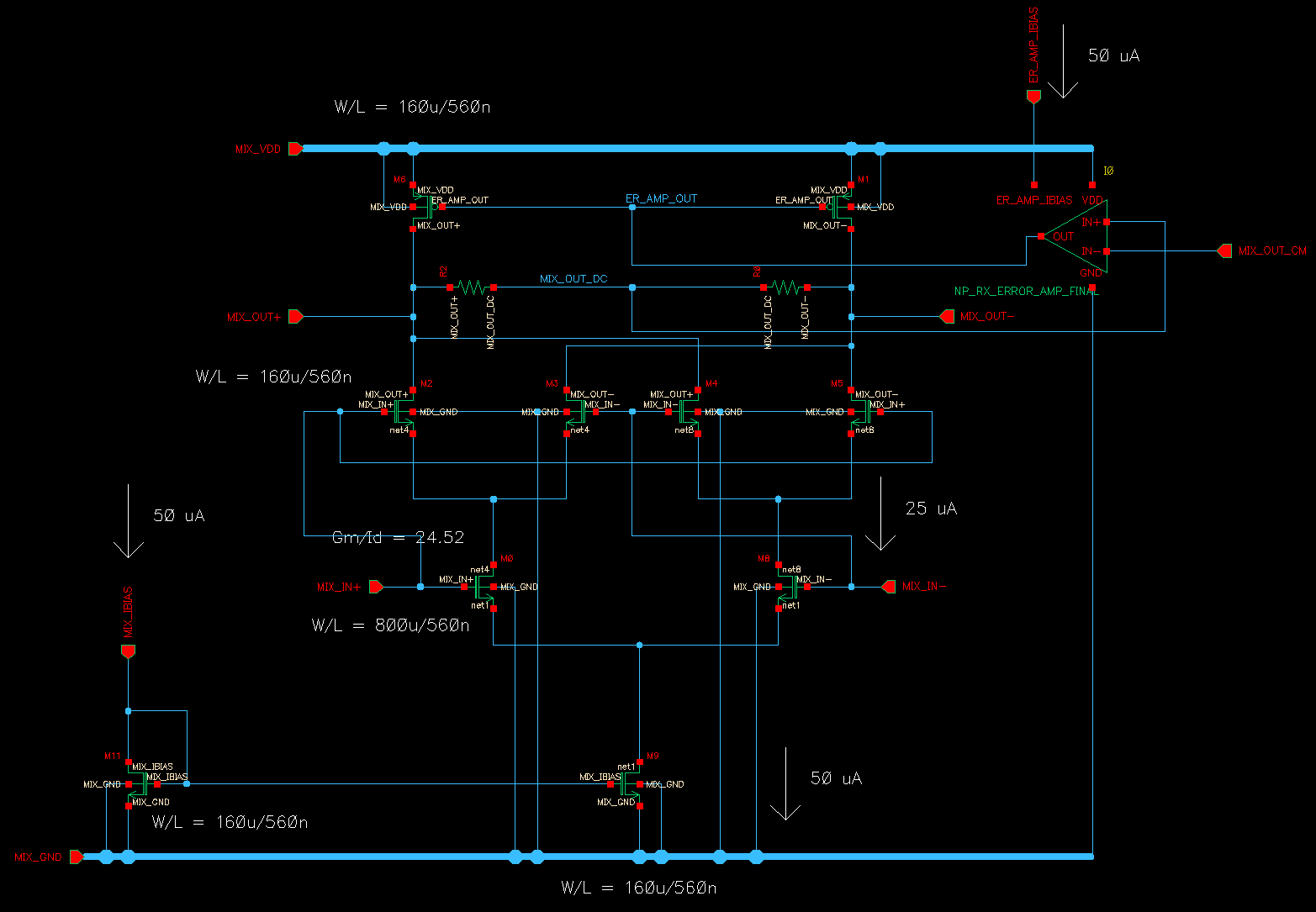 Figure 6. Gilbert Cell Mixer schematic.
