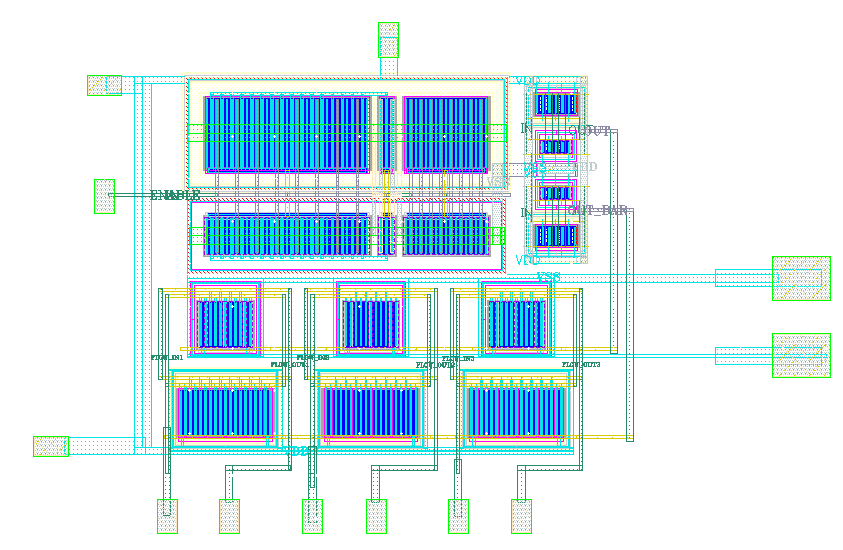 Schmitt-trigger controlled transmission gate layout
