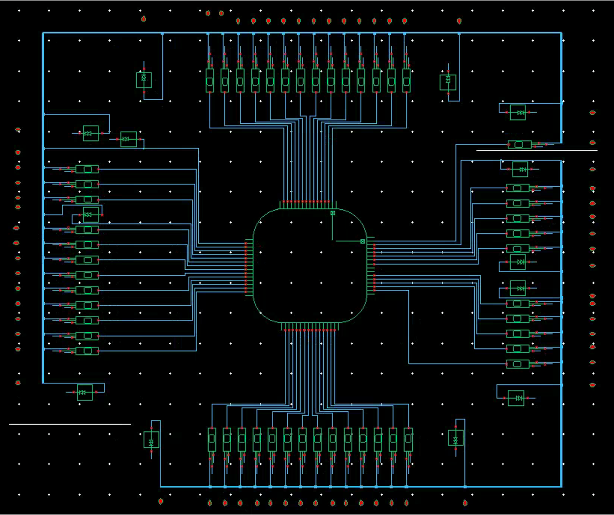 Chip Schematic with Bondwires and Bondpads